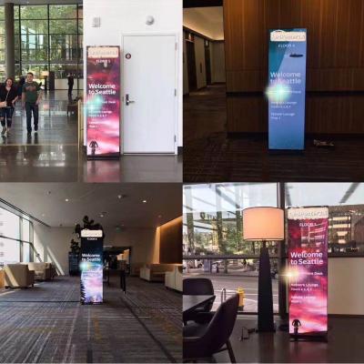China P2.5 Indoor Movable LED Poster 572x1920mm 28kg Digital Signage Display with Wheels for sale