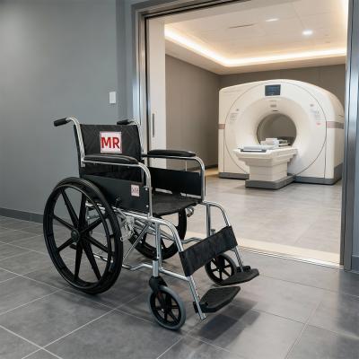 China MR Dedicated Non-Magnetic Wheelchair MRI-Compatible Adjustable Wheelchair with 24 Inch Aluminum Alloy Large Wheels CE Certified for sale