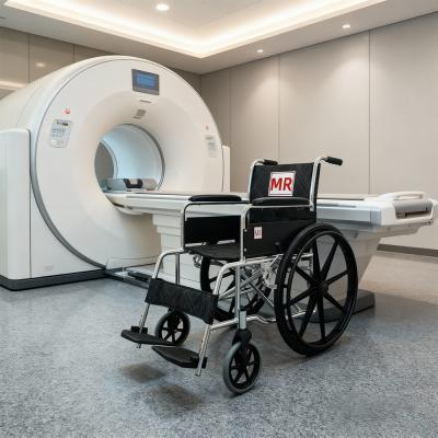 China MR Dedicated Non-magnetic Wheelchair Aluminium Alloy Manual Wheelchair Portable Folding Wheelchair Suitable for MRI Hospitals for sale