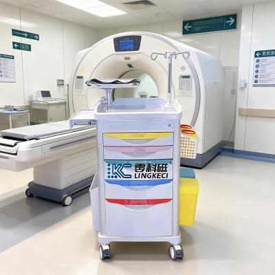 China MR Dedicated Non Magnetic Medical Emergency Cart with Defibrillator Board and Hidden Oxygen Bracket for sale
