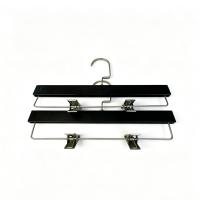 China Thickened plastic trouser hanger with customizable hooks clips and logo printing options for clothing stores and hotels for sale