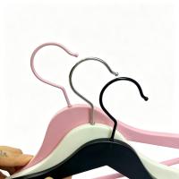 China Plastic Clothes Hanger with Pole Grooved Anti-Slip Design ABS/PP Material 34cm Length for Apparel Stores for sale