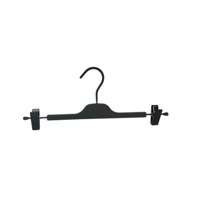 China Hand-painted non-slip plastic trouser hanger with 35cm length for clothing stores, customizable with logo printing for sale