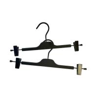 China Hand-painted non-slip plastic trouser hanger with 35cm length for clothing stores, customizable with logo printing for sale