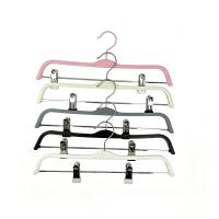 China Multi-colored plastic trouser hanger with customizable logo printing and 36cm length ideal for clothing stores for sale