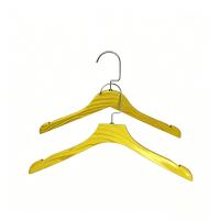 China Wood-look plastic coat hanger with 38cm length and non-slip design for clothing stores and hotels for sale