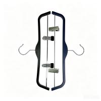China Hand-painted flat plastic trouser hanger with customizable hooks and clips and logo printing for clothing stores for sale