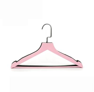 China Flat-top anti-slip clothes hanger with grooved design and thickened construction, 43cm length ideal for clothing stores and hotels for sale