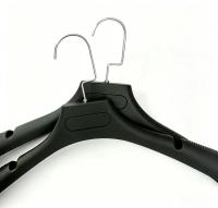 China Matte black non-slip ABS material suit hanger for coats and suits with chrome flat hooks for sale