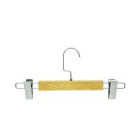 China Wood-look ABS material trouser hanger with 36cm length ideal for clothing stores and customizable hooks for sale