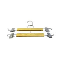 China Wood-look ABS material trouser hanger with 36cm length ideal for clothing stores and customizable hooks for sale