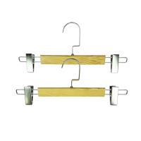 China Wood-look ABS material trouser hanger with 36cm length ideal for clothing stores and customizable hooks for sale