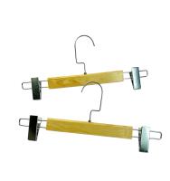 China Wood-look ABS material trouser hanger with 36cm length ideal for clothing stores and customizable hooks for sale
