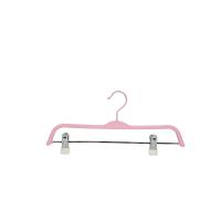 China Multi-colored plastic trouser hanger with customizable logo printing and 36cm length ideal for clothing stores for sale