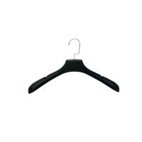 China Matte black non-slip ABS material suit hanger for coats and suits with chrome flat hooks for sale