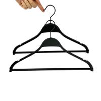 China Hand-applied painted non-slip clothes hanger with pole for clothing stores featuring customizable logo for sale