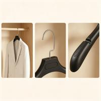 China Matte black non-slip ABS material suit hanger for coats and suits with chrome flat hooks for sale