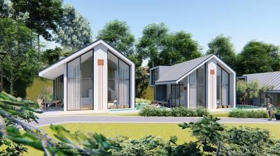 China Prefab Light Steel Frame House Hotel Unit With Landscape Nancy House for sale