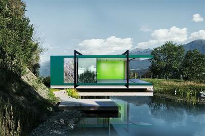 China Luxury cabin Modular Log Cabin Homes Built with Light Steel Frame, Complete Prefabricated house Kits for sale