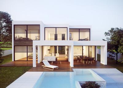 China Hurricane-Proof Prefabricated House Villas With Double Glass PVC Sliding Windows And Steel Fascia Board Steel House Kits for sale