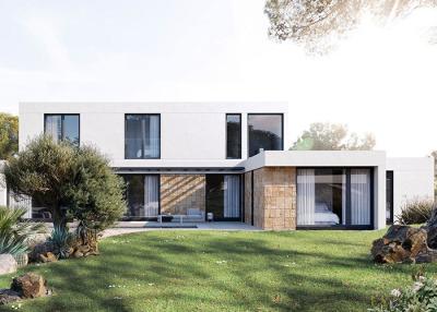China ICC ES Certification Luxury Two 2 Story Prefabricated House With Windows Double Glass PVC Sliding Windows for sale