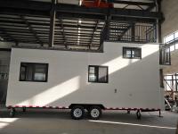 China Wheeled Light Steel Prefab Tiny House With Metal PU Sandwich Panel Wall And Trailer for sale