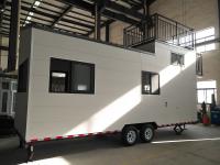 China Wheeled Light Steel Prefab Tiny House With Metal PU Sandwich Panel Wall And Trailer for sale