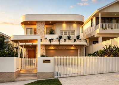 China AS/NZS Prefab House Single Family Homes Luxury House Villa With Light Steel Frame for sale