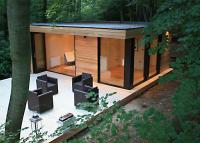 China Beautiful Prefab Tiny House Garden Studio Cabin With Deck Modular Homes for sale