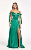 China Satin A-Line Maxi Bridesmaid Dress Sweetheart Neckline Side Slit US 2-26W for sale