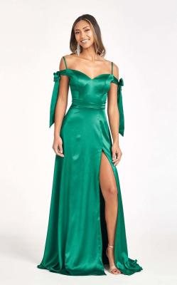 China Satin A-Line Maxi Bridesmaid Dress Sweetheart Neckline Side Slit US 2-26W for sale