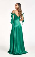 China Satin A-Line Maxi Bridesmaid Dress Sweetheart Neckline Side Slit US 2-26W for sale