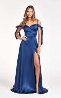 China Satin A-Line Maxi Bridesmaid Dress Sweetheart Neckline Side Slit US 2-26W for sale