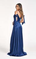 China Satin A-Line Maxi Bridesmaid Dress Sweetheart Neckline Side Slit US 2-26W for sale