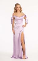 China Satin A-Line Maxi Bridesmaid Dress Sweetheart Neckline Side Slit US 2-26W for sale