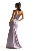 China Strapless Satin Bridesmaid Dress with Bow Neckline High Slit Fit and Flare Long for sale