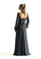 China Square Neck Chiffon Bridesmaid Dress Long Sleeve A-Line Natural Waistline Sizes 2-26W for sale