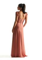 China Corset Chiffon Long Bridesmaid Dress Sweetheart Neckline Detachable Cap Sleeves A-Line US 2-16 for sale