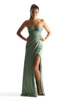 China Luxe Satin Strapless Sweetheart Corset Bodice Long Bridesmaid Dress US 2-26W for sale