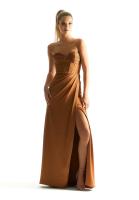 China Luxe Satin Strapless Sweetheart Corset Bodice Long Bridesmaid Dress US 2-26W for sale