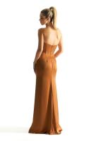 China Luxe Satin Strapless Sweetheart Corset Bodice Long Bridesmaid Dress US 2-26W for sale