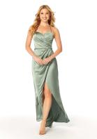 China Satin Sweetheart Halter Bridesmaid Dress with Sweep Train Sheath Silhouette Sizes 2-26W for sale