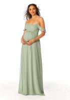 China Off Shoulder Chiffon Maternity Bridesmaid Dress Long A-Line with Sweep Train Sizes US 2-26W for sale