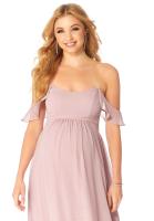 China Off Shoulder Chiffon Maternity Bridesmaid Dress Long A-Line with Sweep Train Sizes US 2-26W for sale