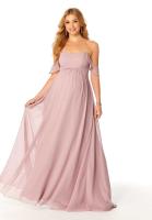 China Off Shoulder Chiffon Maternity Bridesmaid Dress Long A-Line with Sweep Train Sizes US 2-26W for sale