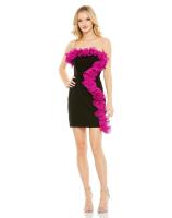 China Women Strapless Cocktail Dress with Floral Applique Short Satin Sheath US 2-16 for sale