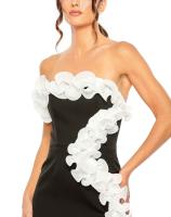 China Women Strapless Cocktail Dress with Floral Applique Short Satin Sheath US 2-16 for sale