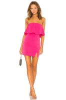 China Strapless Ruffle Tube Mini Chiffon Short Pink Wedding Cocktail Dress 61cm Length for sale