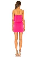 China Strapless Ruffle Tube Mini Chiffon Short Pink Wedding Cocktail Dress 61cm Length for sale