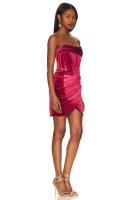 China Strapless Velvet Mini Cocktail Dress 95% Polyester 5% Elastane for Party Wedding for sale